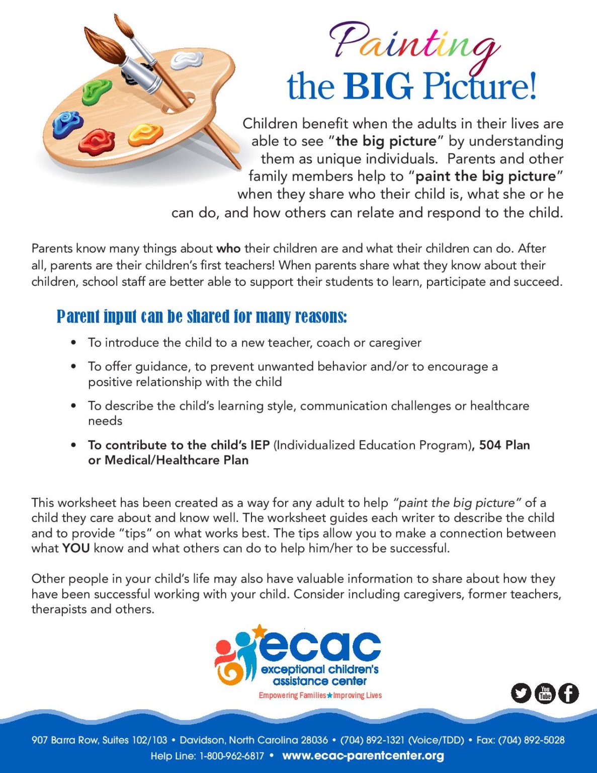 Painting the Big Picture - Exceptional Children's Assistance Center (ECAC)