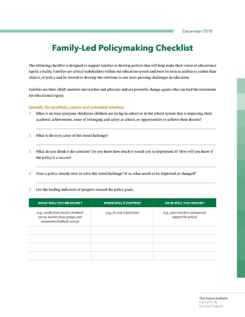 Family-Led Policymaking Checklist - Exceptional Children's Assistance ...