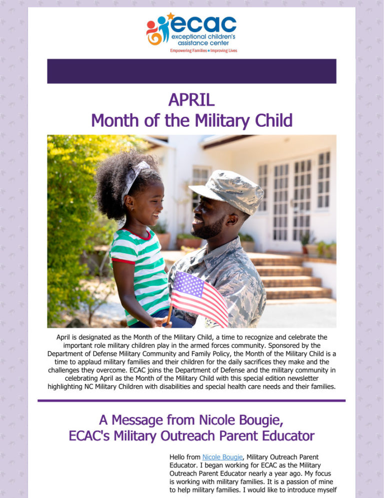 Month of the Military Child Newsletter - Exceptional Children's ...